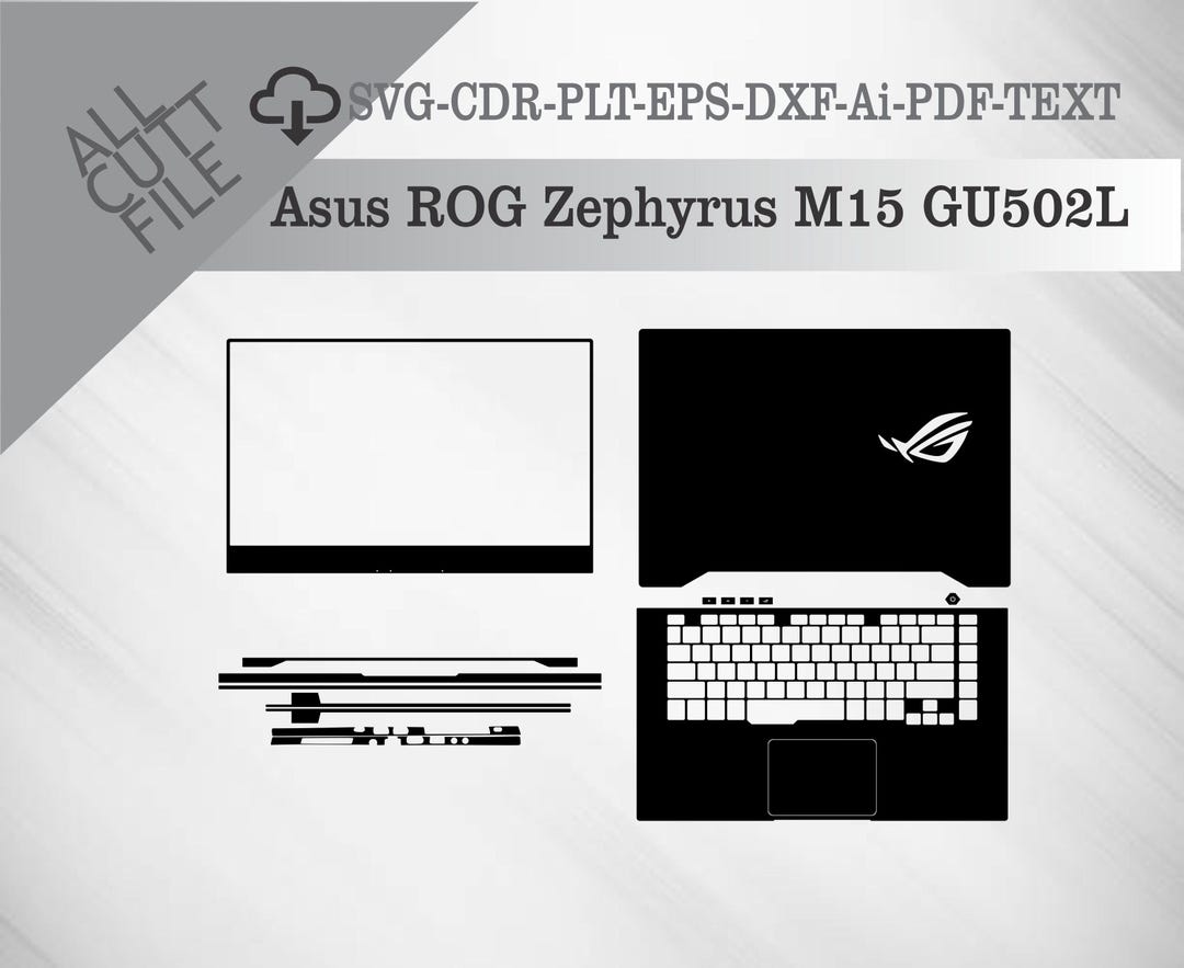 Asus ROG Zephyrus M15 GU502L Skin Vector Templete File Skin Die Cut ...