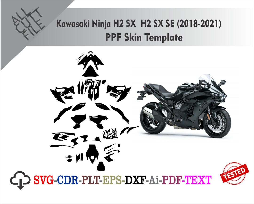 Kawasaki Ninja H2 SX H2 Sx SE (2018–2021) PPF Template Paint Protection ...