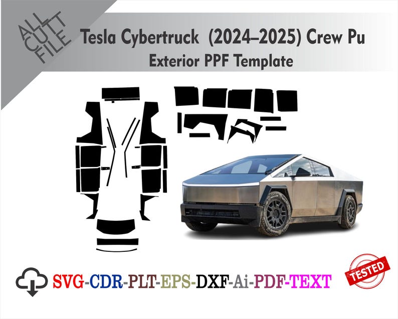 Tesla Cybertruck 2024-2025 Crew Pu Exterior PPF and Wrap Template - Etsy