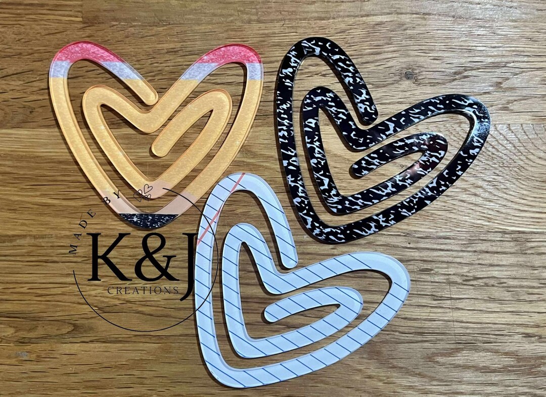 Jumbo Acrylic Heart Paper Clips, Teacher Gift, Set of 3 - Etsy