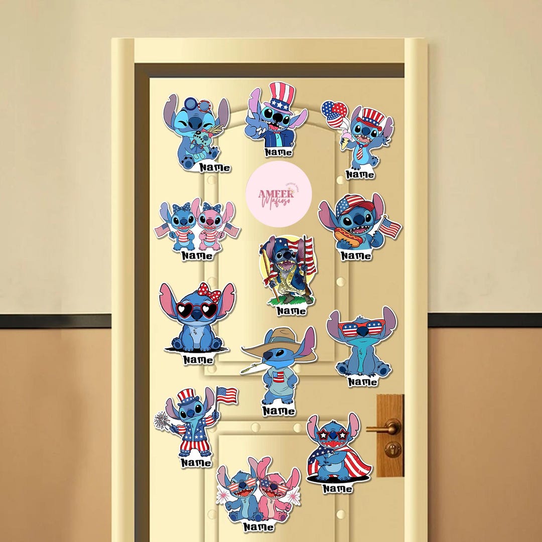 Personalized Disney Stitch Happy 4th of July Cruise Door Magnets ...