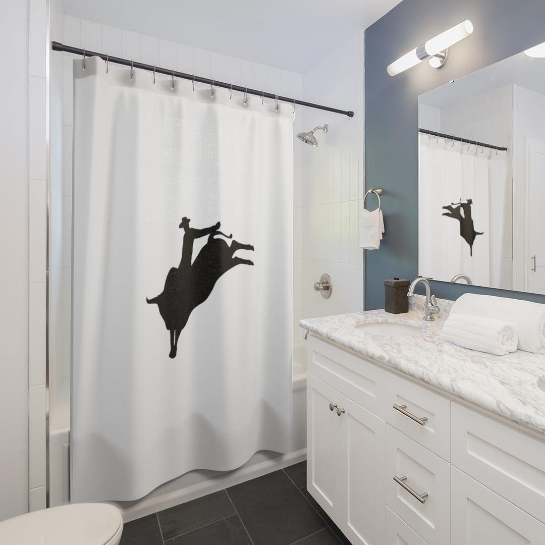 Bull Rider Shower Curtain: Wild West Rodeo Bathroom Decor - Etsy