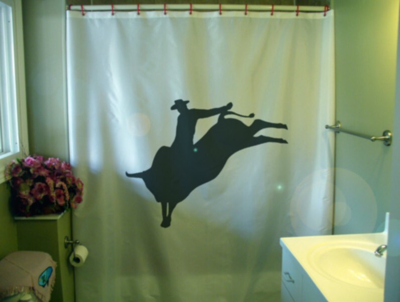 Bull Rider Shower Curtain: Wild West Rodeo Bathroom Decor - Etsy