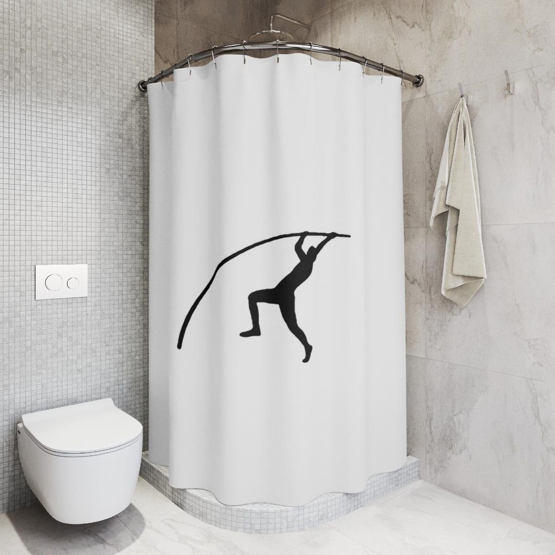 Pole Vault Shower Curtain Sport Track Field Summer Olympics Bathroom ...