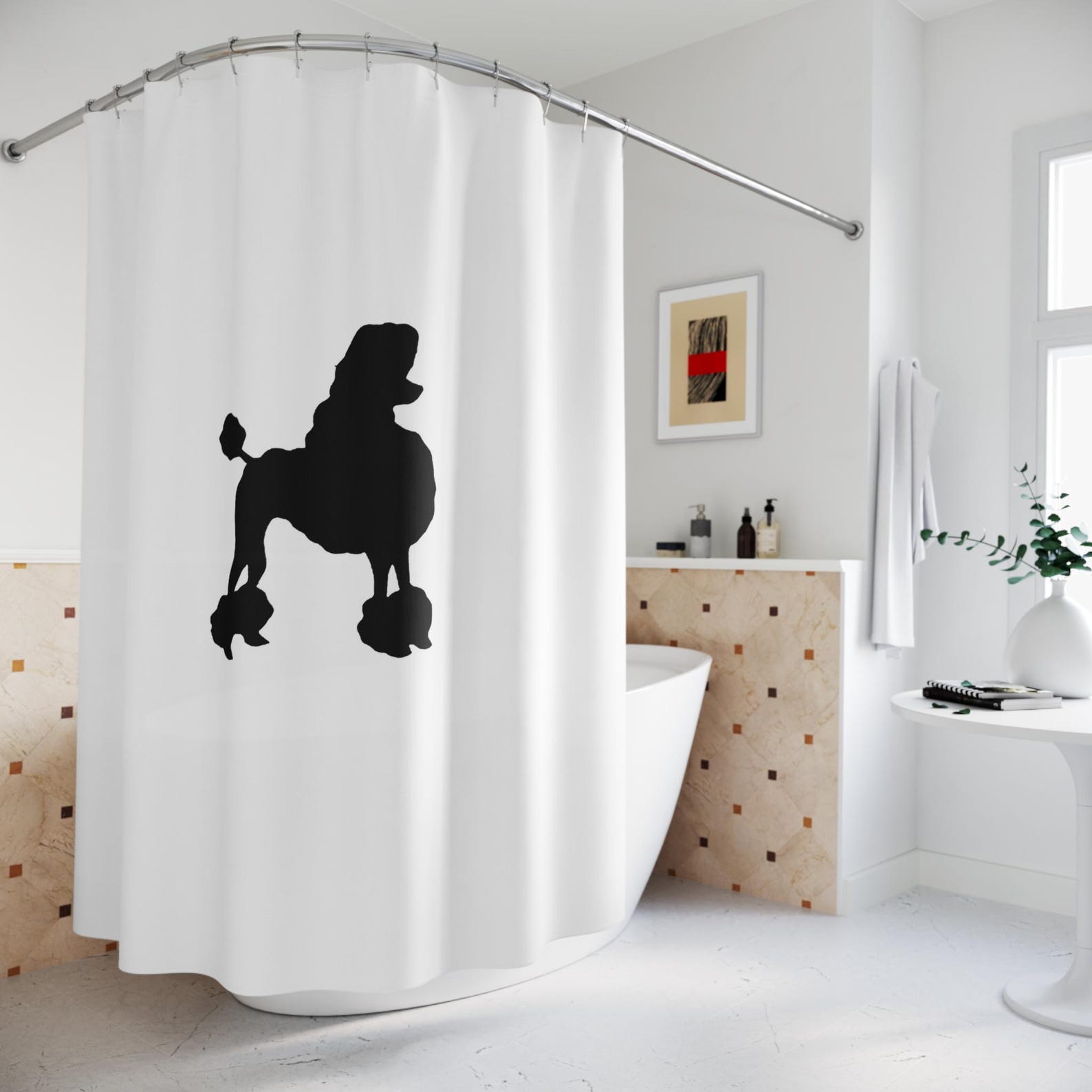 Poodle Silhouette Shower Curtain: Dog Breed Bathroom Decor - Etsy