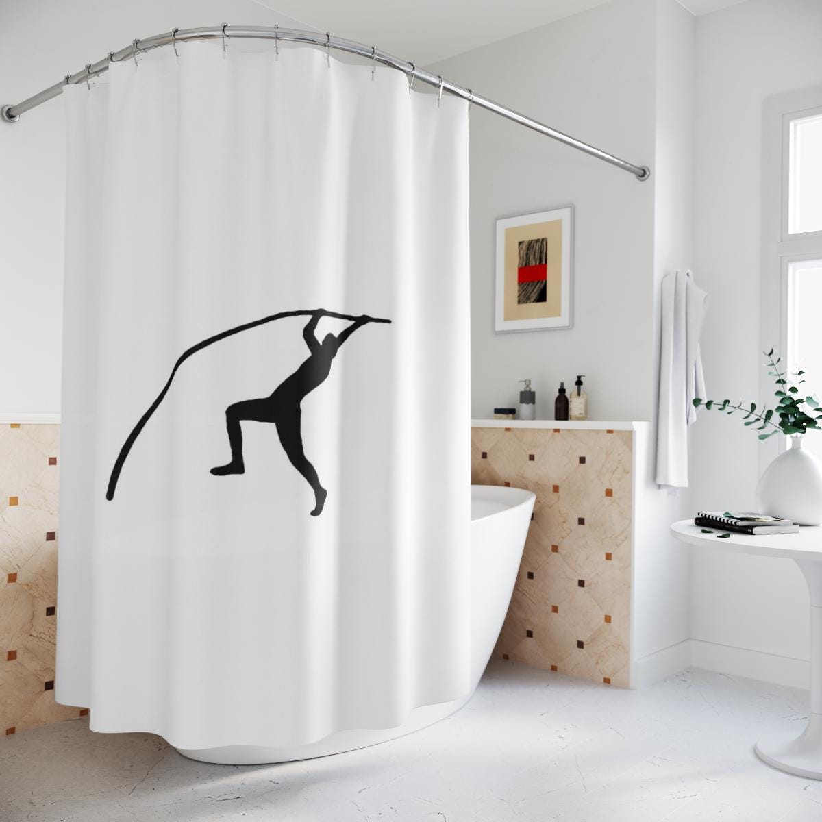 Pole Vault Shower Curtain Sport Track Field Summer Olympics Bathroom ...