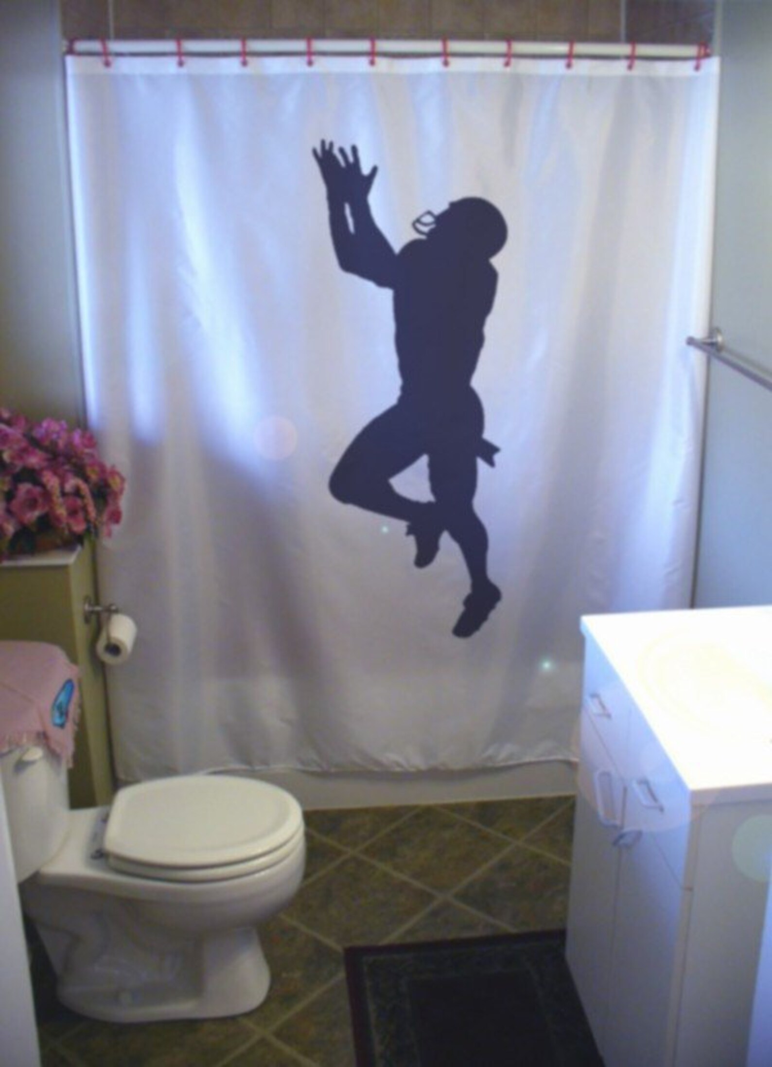 Footballer Shower Curtain Football Catch American Sport Touchdown Run ...
