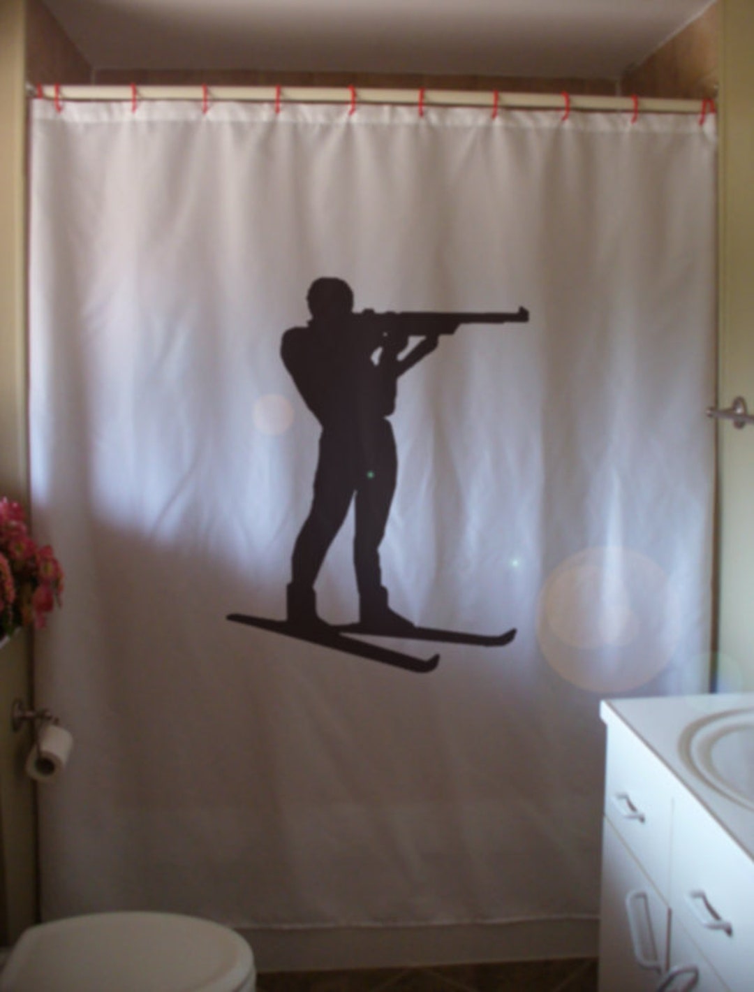 Biathlon Rifle Shower Curtain, Shooting and Skiing, Winter Olympic ...