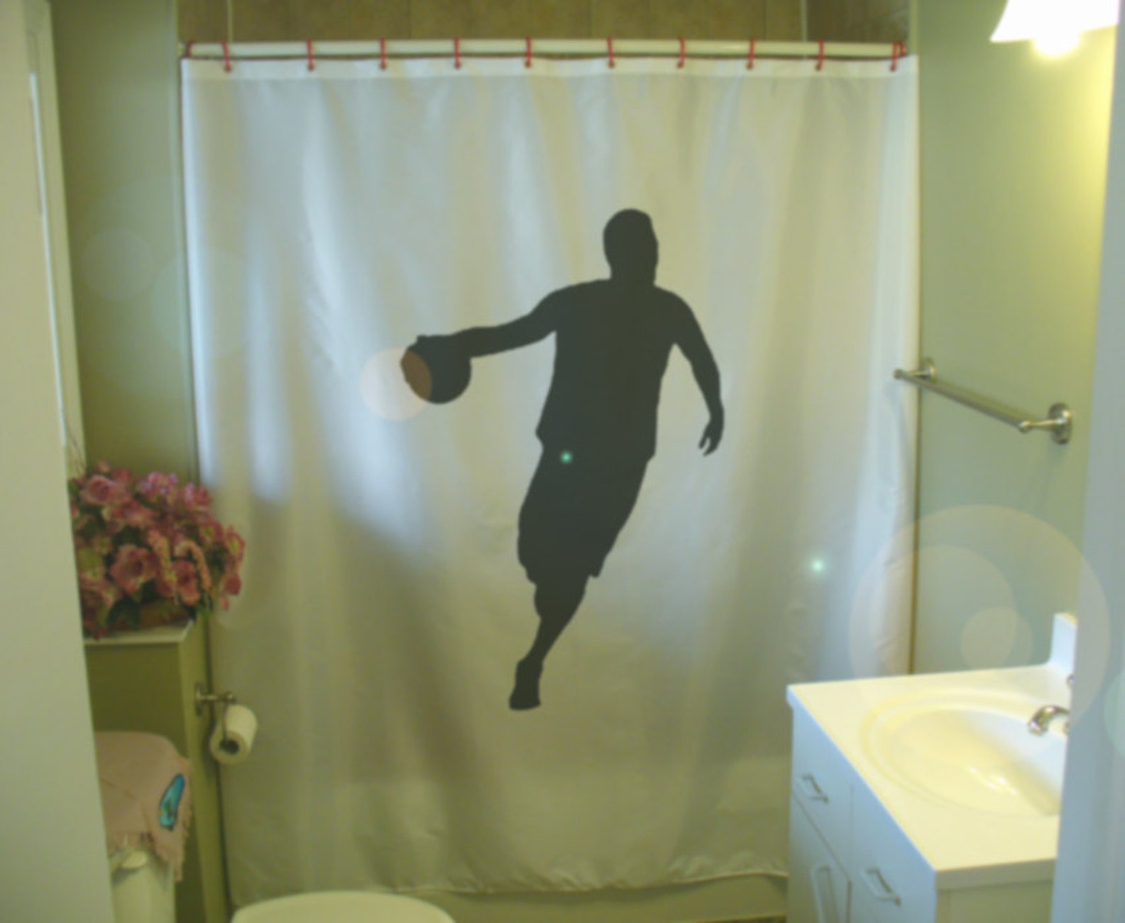 Basketball Dribble Solid Shower Curtain Pass Sport Baller Ball Athlete ...