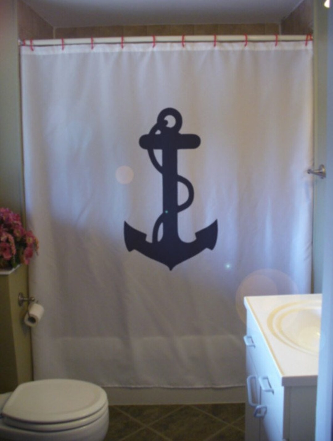 Anchor Rope Shower Curtain, Sail Away, Sailing Ship, Nautical Bath ...