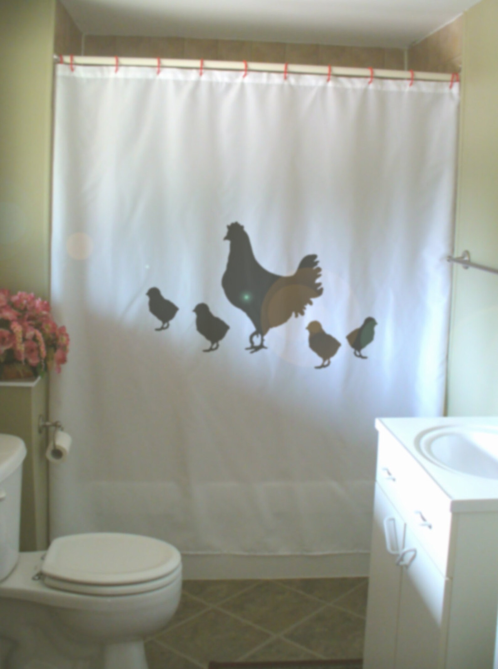 Hen and Chicks Shower Curtain Chicken Mother Baby Love Family Farm ...