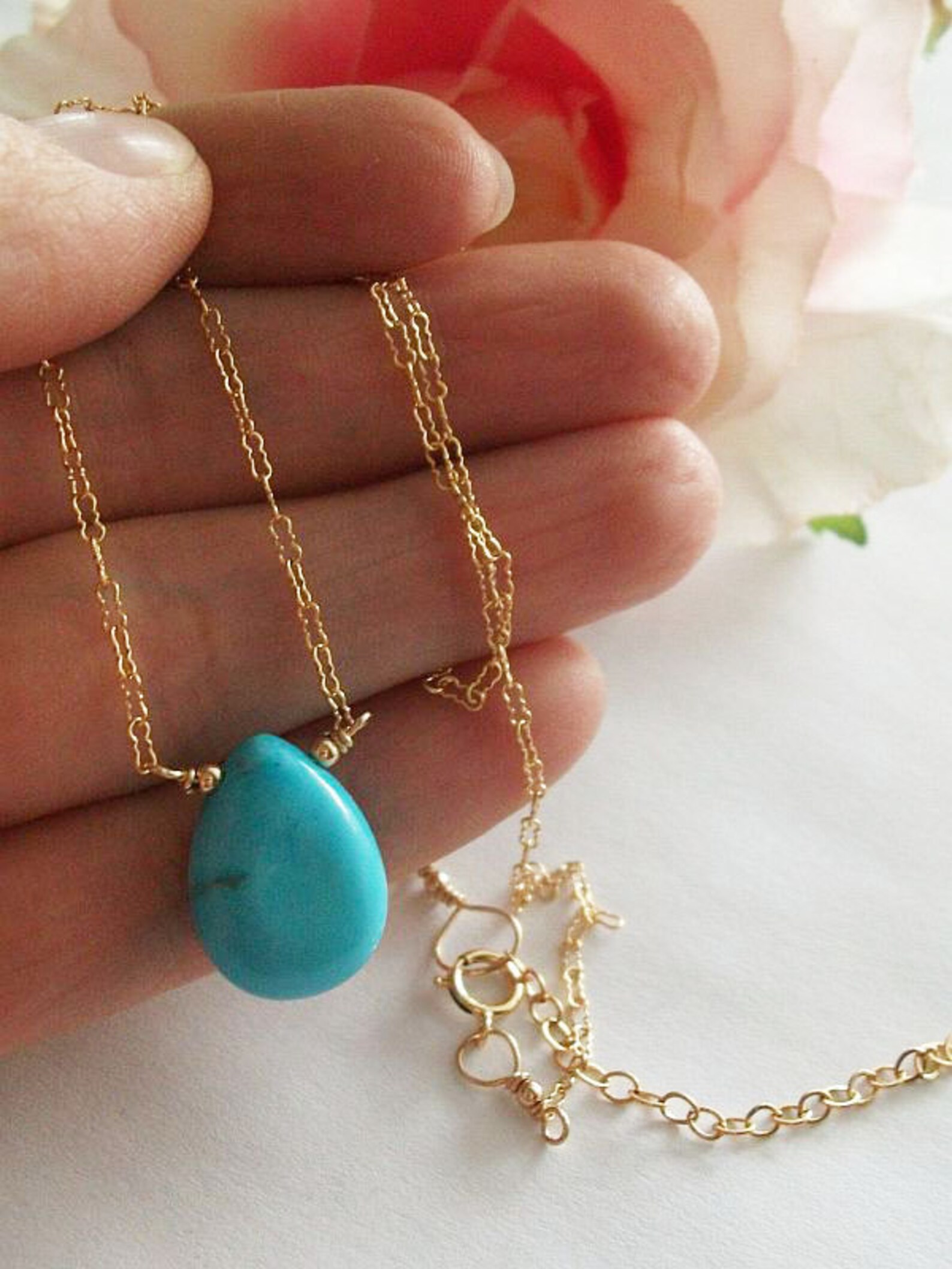Necklace - Turquoise Necklace - Gold or Silver Necklace - Turquoise ...
