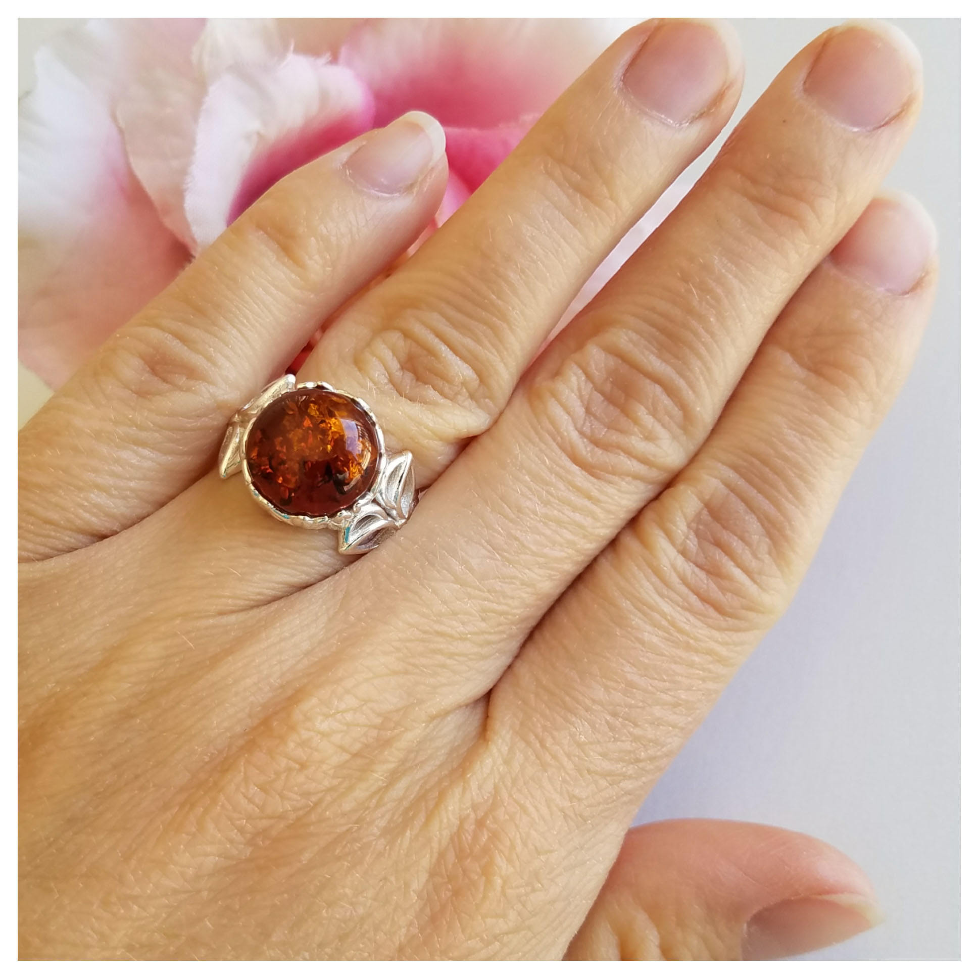 Amber Ring Sterling Silver Ring Baltic Amber Ring Amber - Etsy