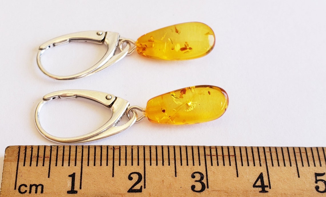 Amber Earrings Silver Drop Earrings Genuine Amber Earrings | Etsy
