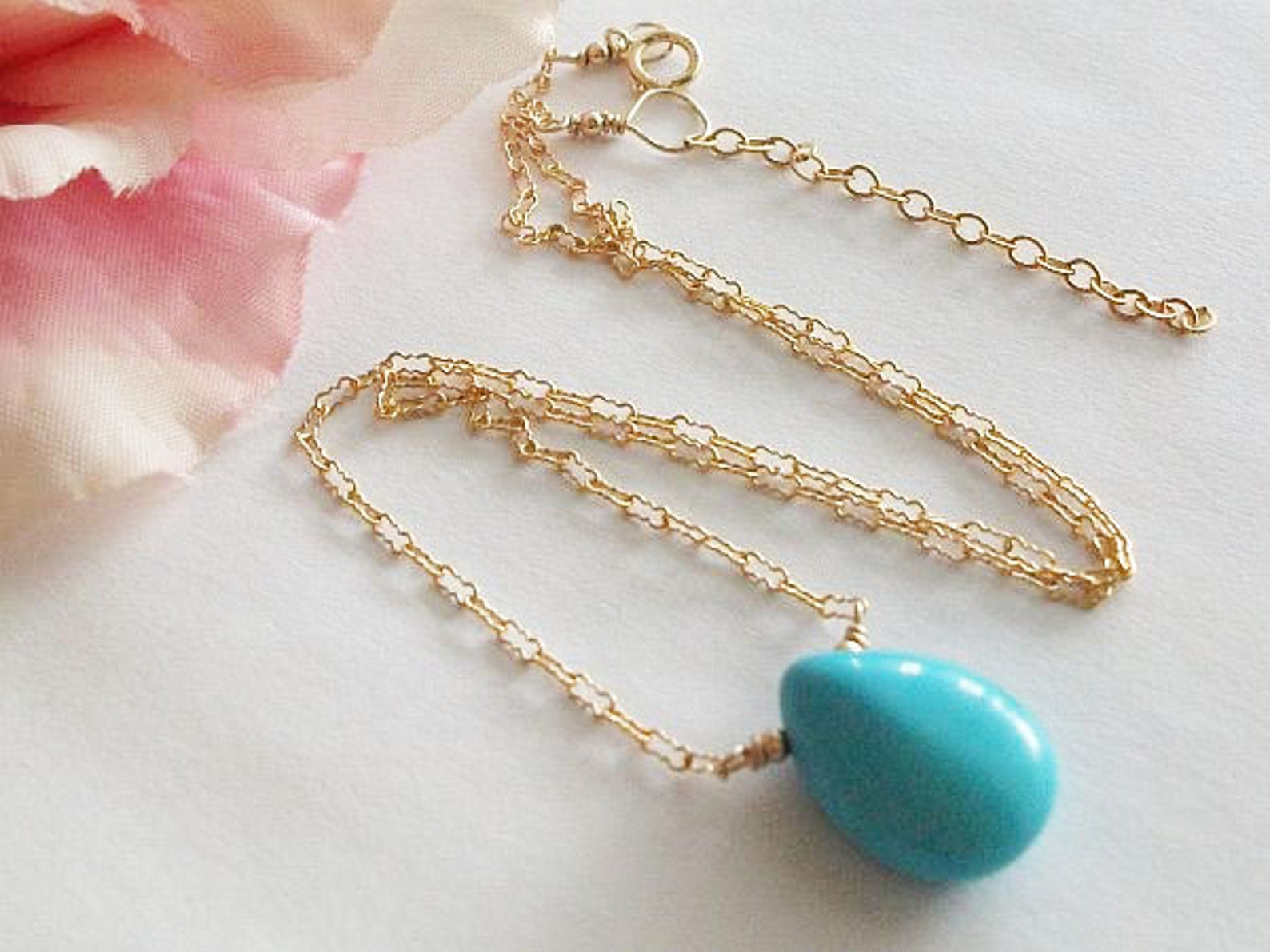 Necklace - Turquoise Necklace - Gold or Silver Necklace - Turquoise ...