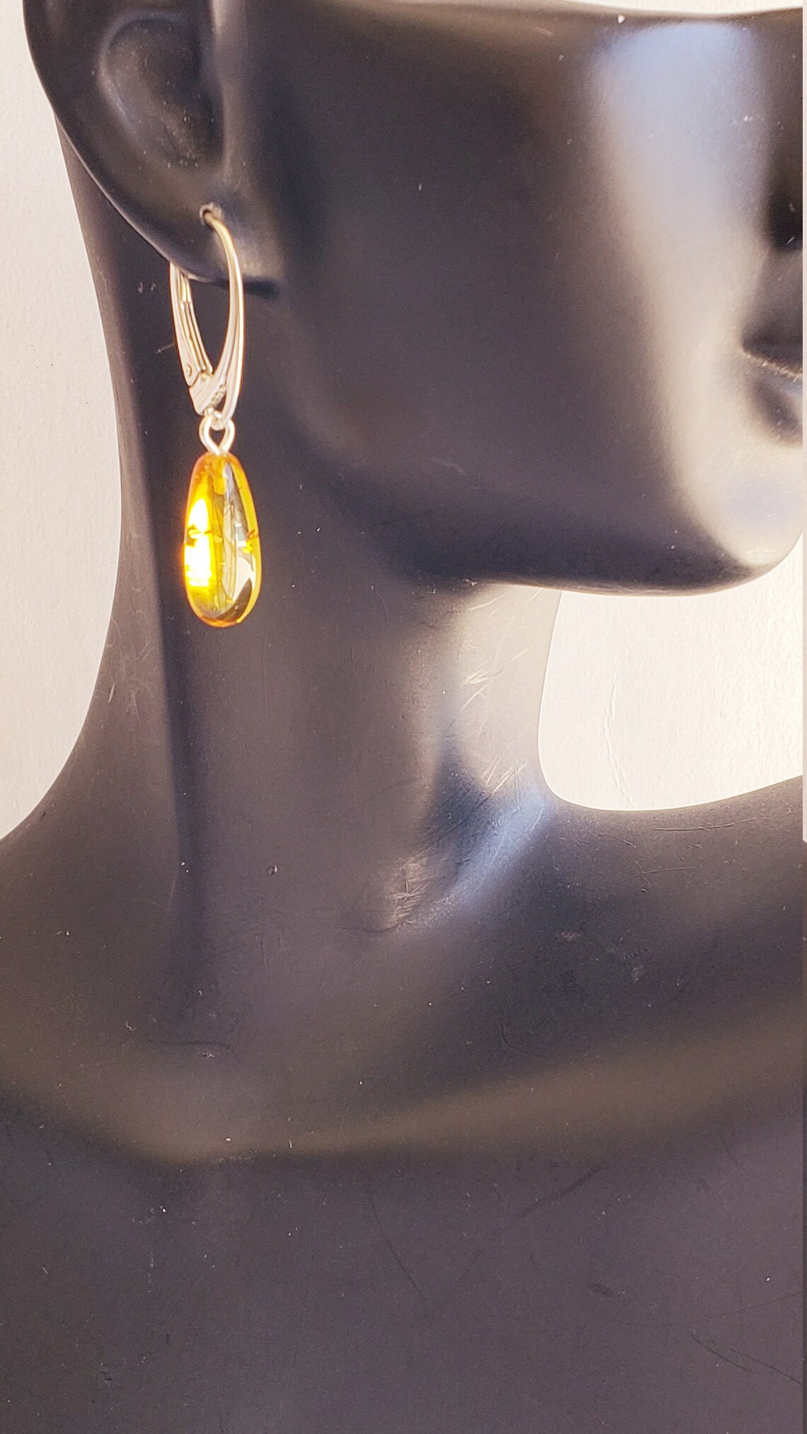 Amber Earrings Silver Drop Earrings Genuine Amber Earrings | Etsy