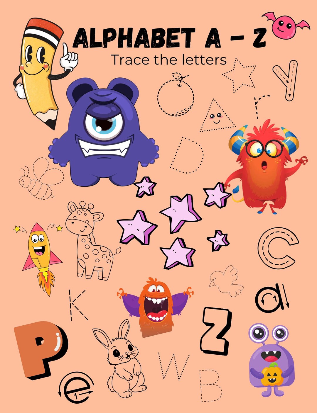 Alphabet A-Z: Practice Writing for Kids Preschool, Kindergarten - Etsy