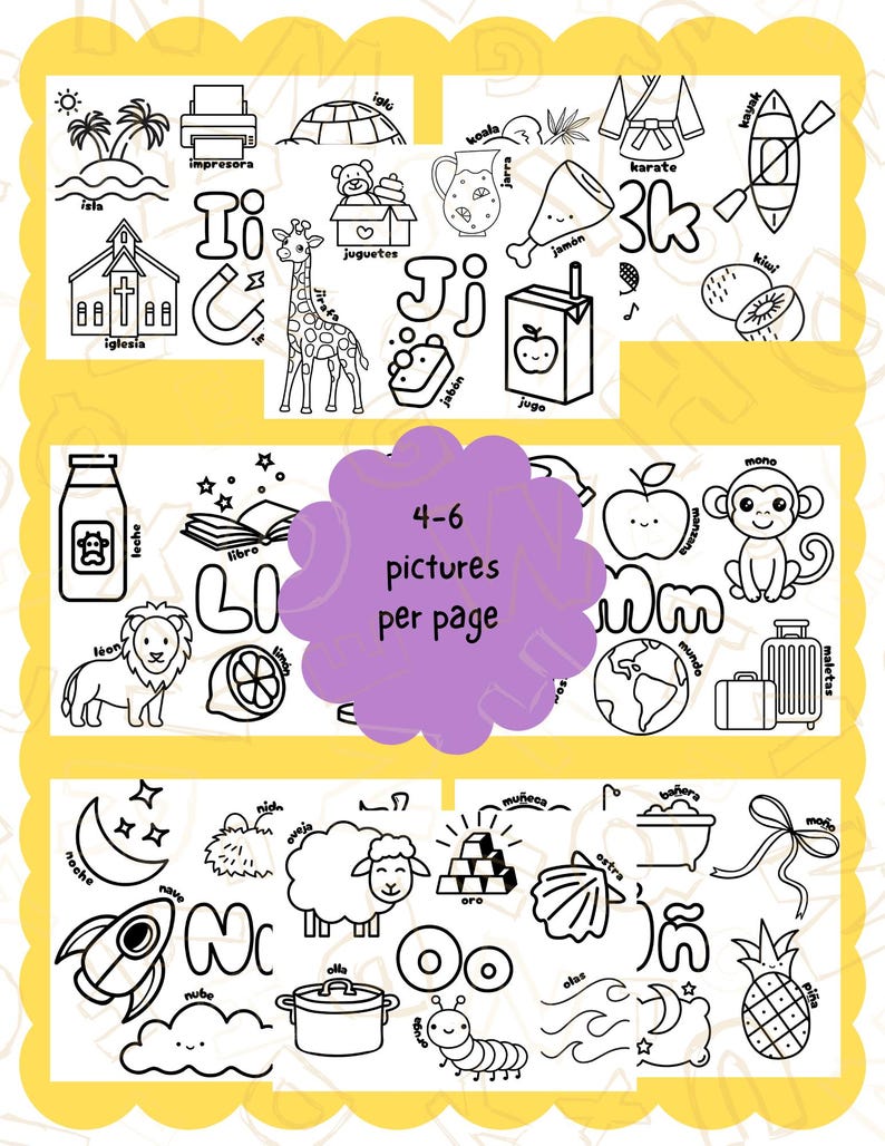 Spanish Alphabet Coloring Book/ Pages Libro De Alfabeto Para Colorear ...