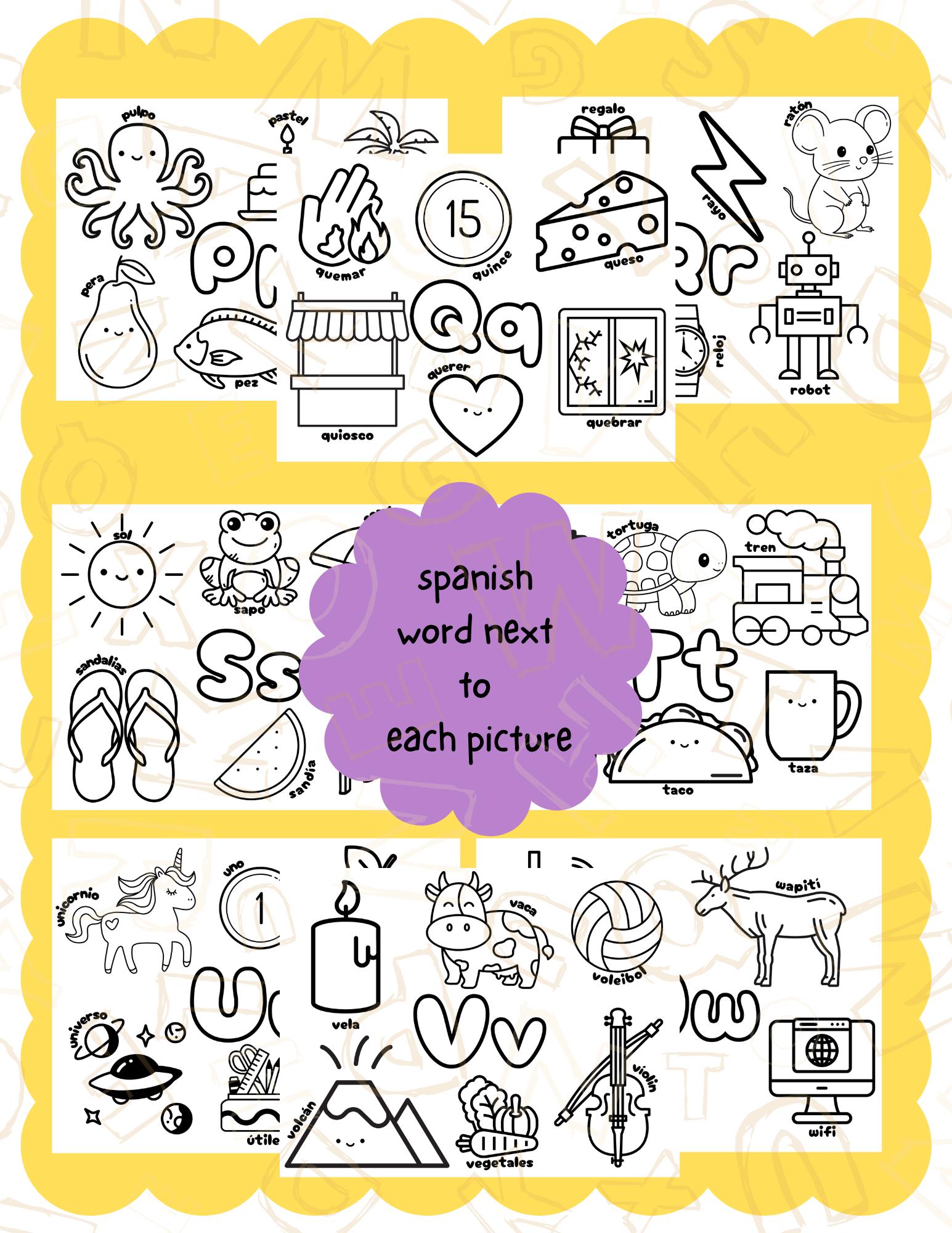 Spanish Alphabet Coloring Book/ Pages Libro De Alfabeto Para Colorear ...