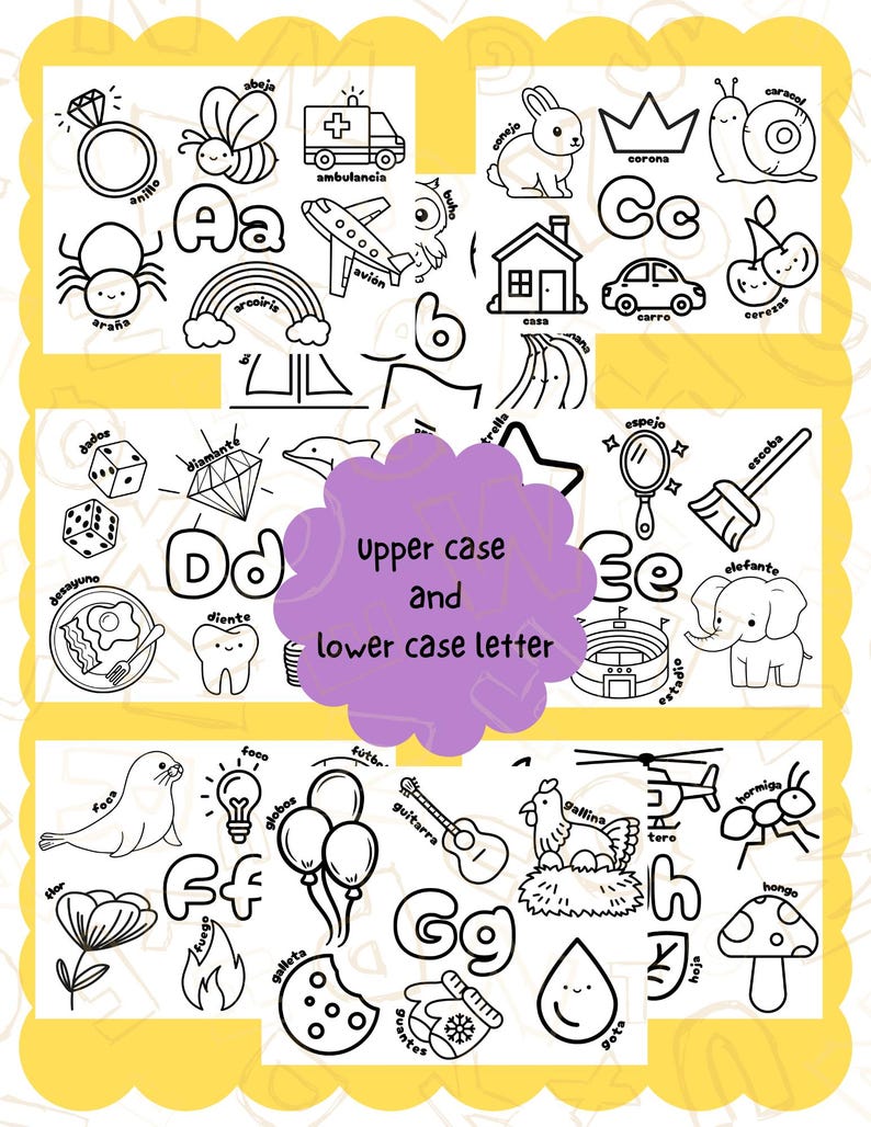 Spanish Alphabet Coloring Book/ Pages Libro De Alfabeto Para Colorear ...