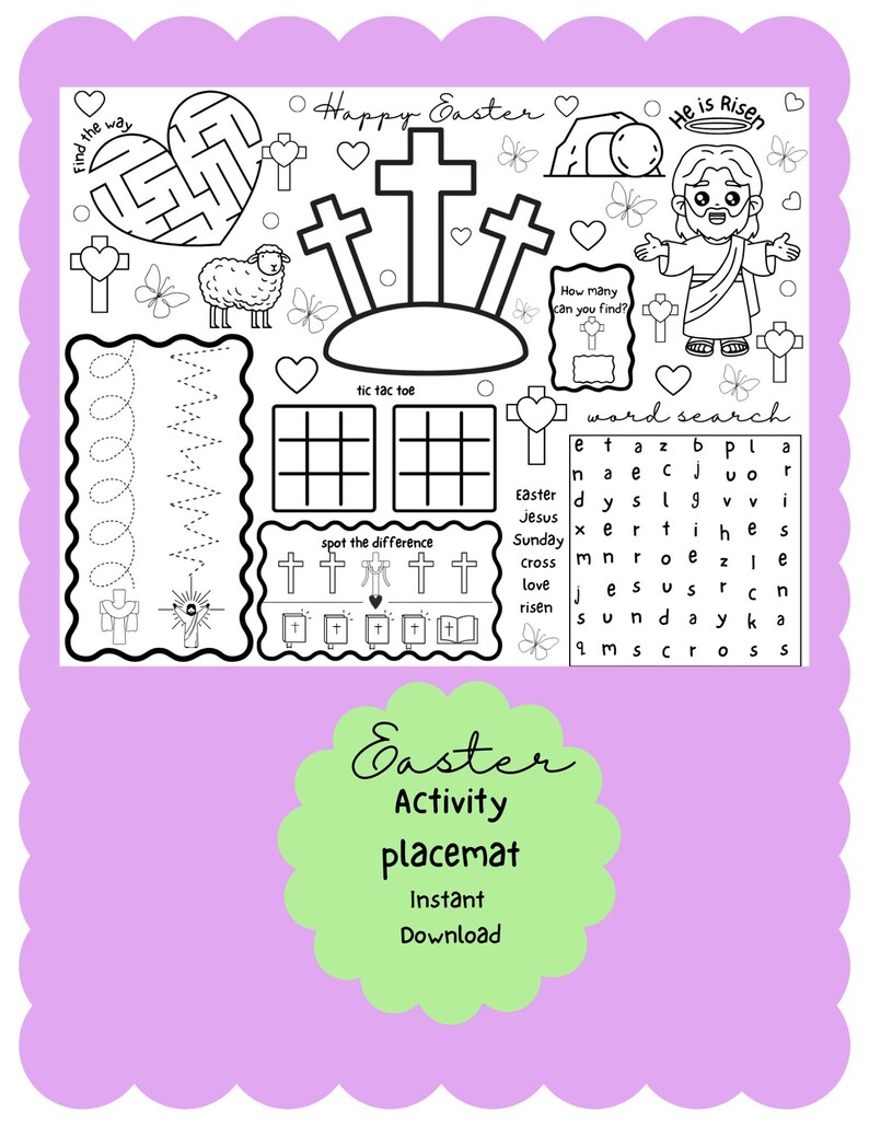 Easter Activity Placemat He is Risen Activity Placemat Resurrection ...