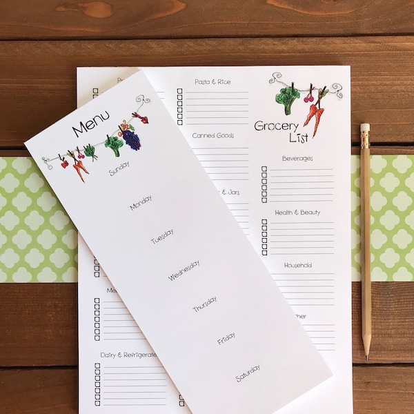 Grocery List With Menu Pad - Etsy