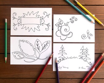 Coloring Postcards for Kids - Etsy