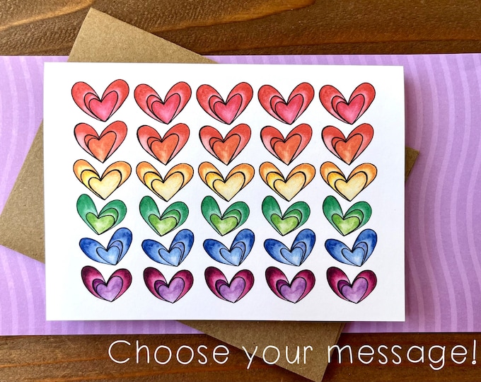 Rainbow Pride Cards, Rainbows Heart Love Hearts Colorful Greeting Cards ...