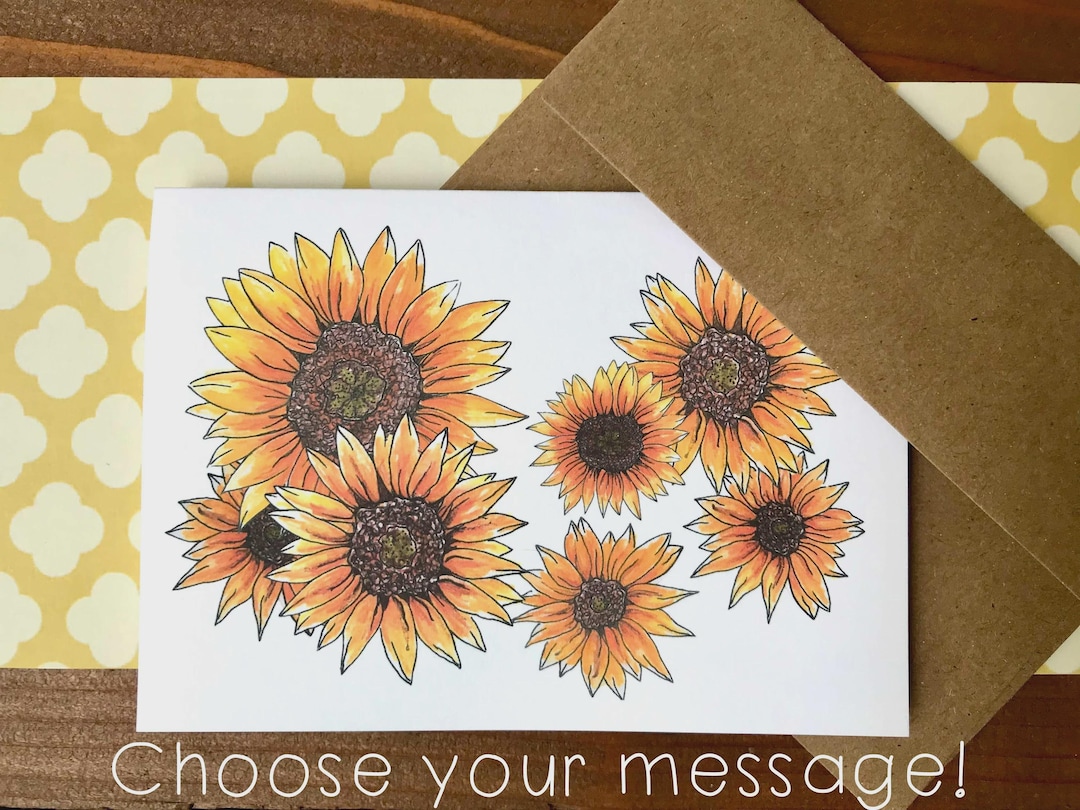 Sunflower Note Cards, Choose Your Message | Personalized Sunflower ...
