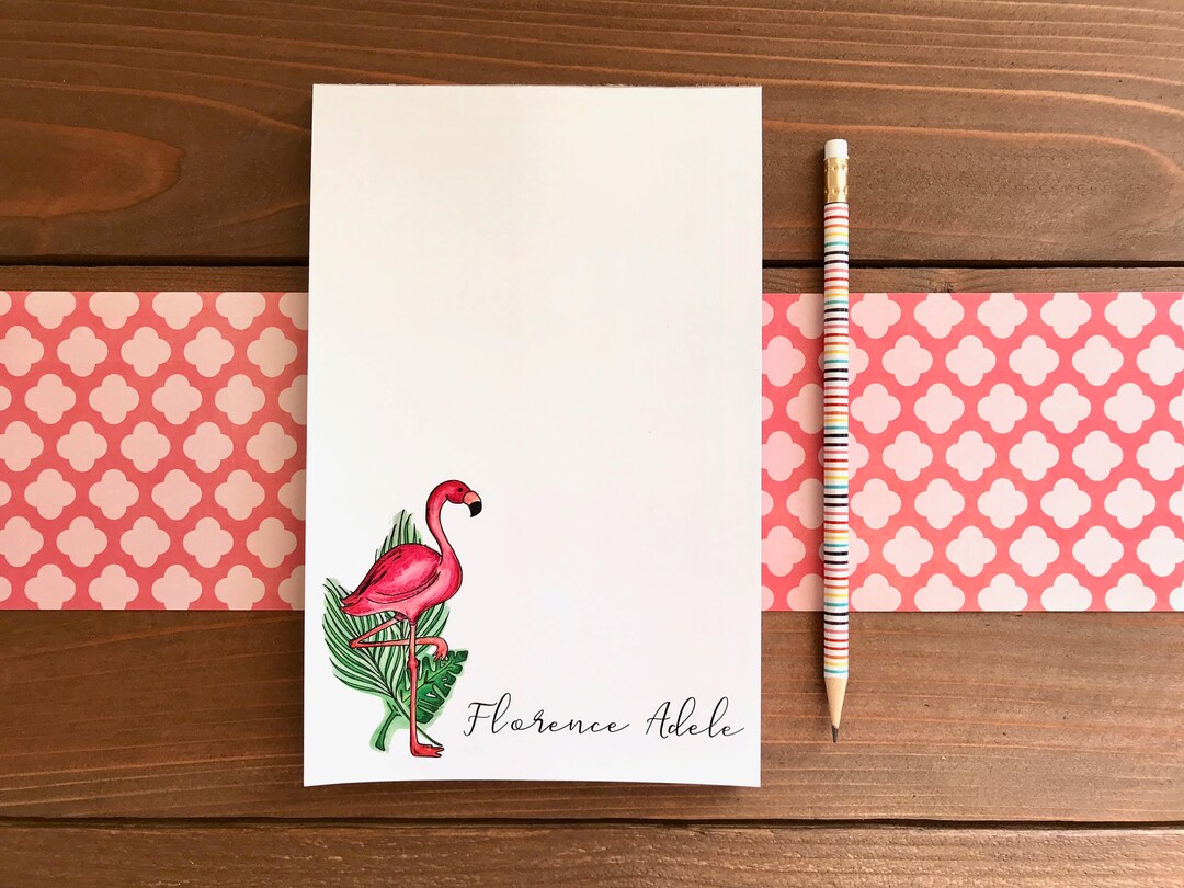 Personalized Flamingo Notepad | Tropical Stationery Notebook | Flamingo ...