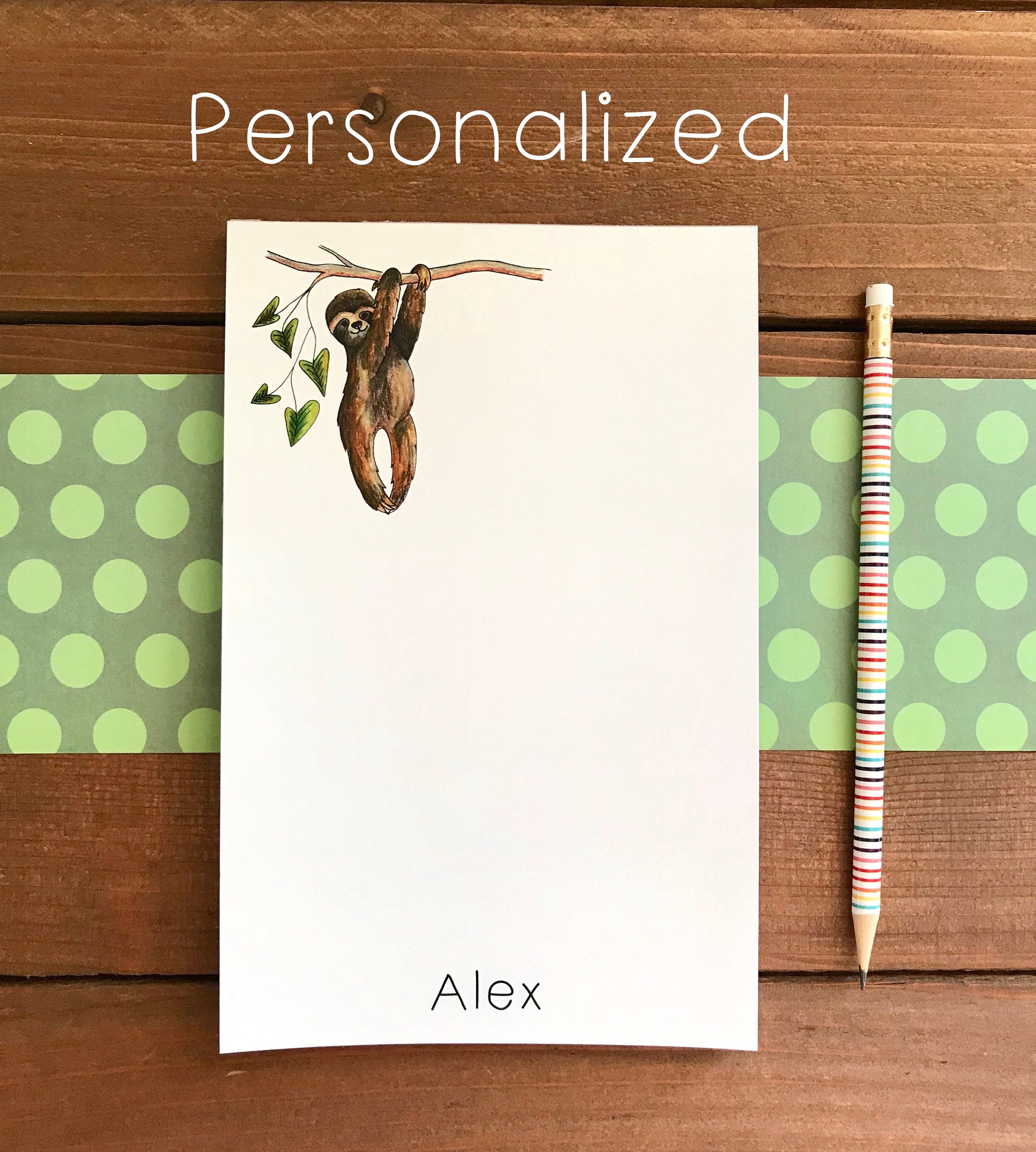 Personalized Sloth Notepad Sloth Valentines Gift | Etsy