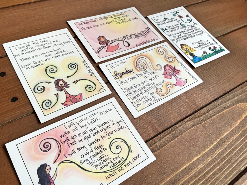 Illustrated Scripture Memory Verse Cards Freedom Set 1 | Etsy