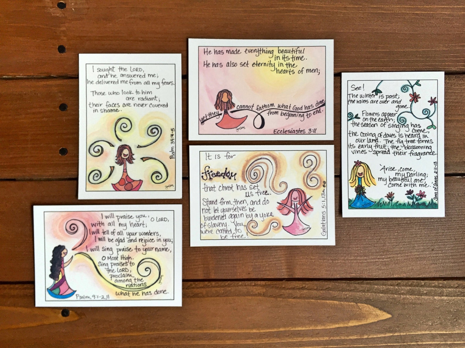 Illustrated Scripture Memory Verse Cards Freedom Set 1 | Etsy