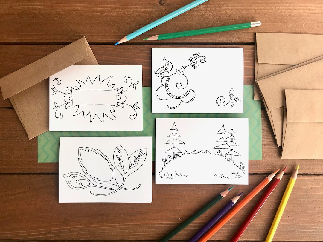 Color Your Own Cards - Blank | Coloring Cards Kit for Adults | Boxed ...