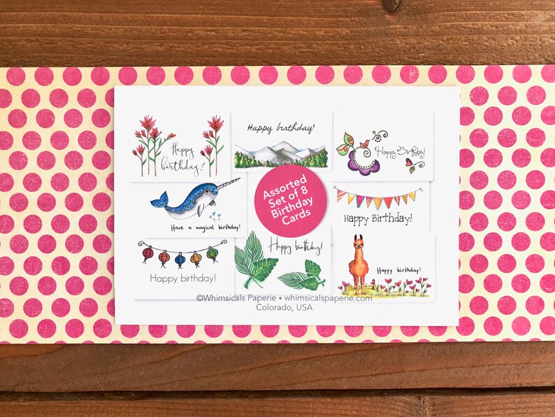 Assorted Birthday Cards Set of 8 Boxed Birthday Cards - Etsy