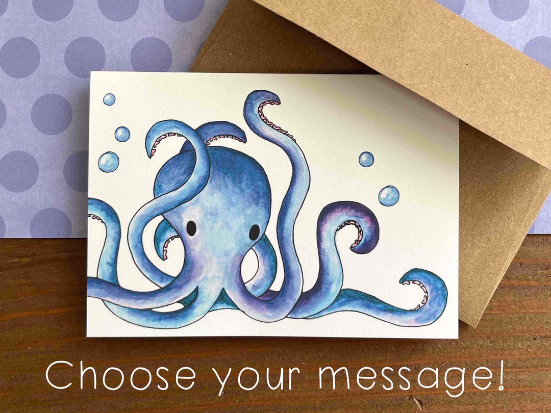 Octopus Note Cards | Octopus Thank You Cards | Cute Octopus Stationery ...