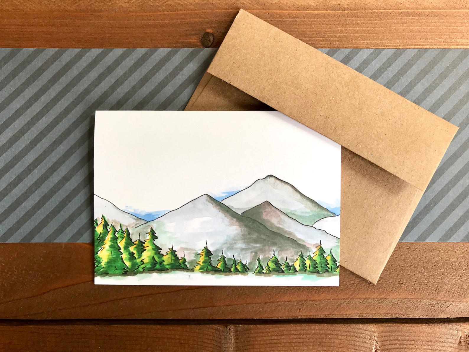 Mountain Range Notecards Watercolor Mountainscape Card | Etsy