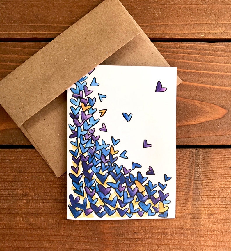 Tumbling Hearts Note Cards Personalized Heart Card Heart - Etsy