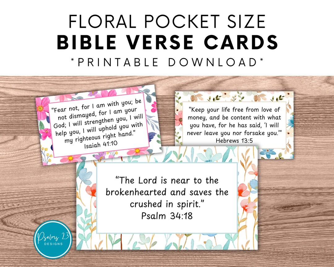 Floral Bible Verse Card Printable Download Printable Pocket Scripture ...