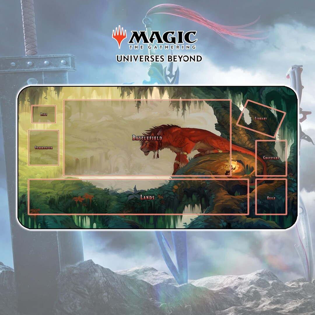 Playmat Red XIII TCG Mtg X FFVII / 24"x14" Inches (600x350x2mm) - Etsy