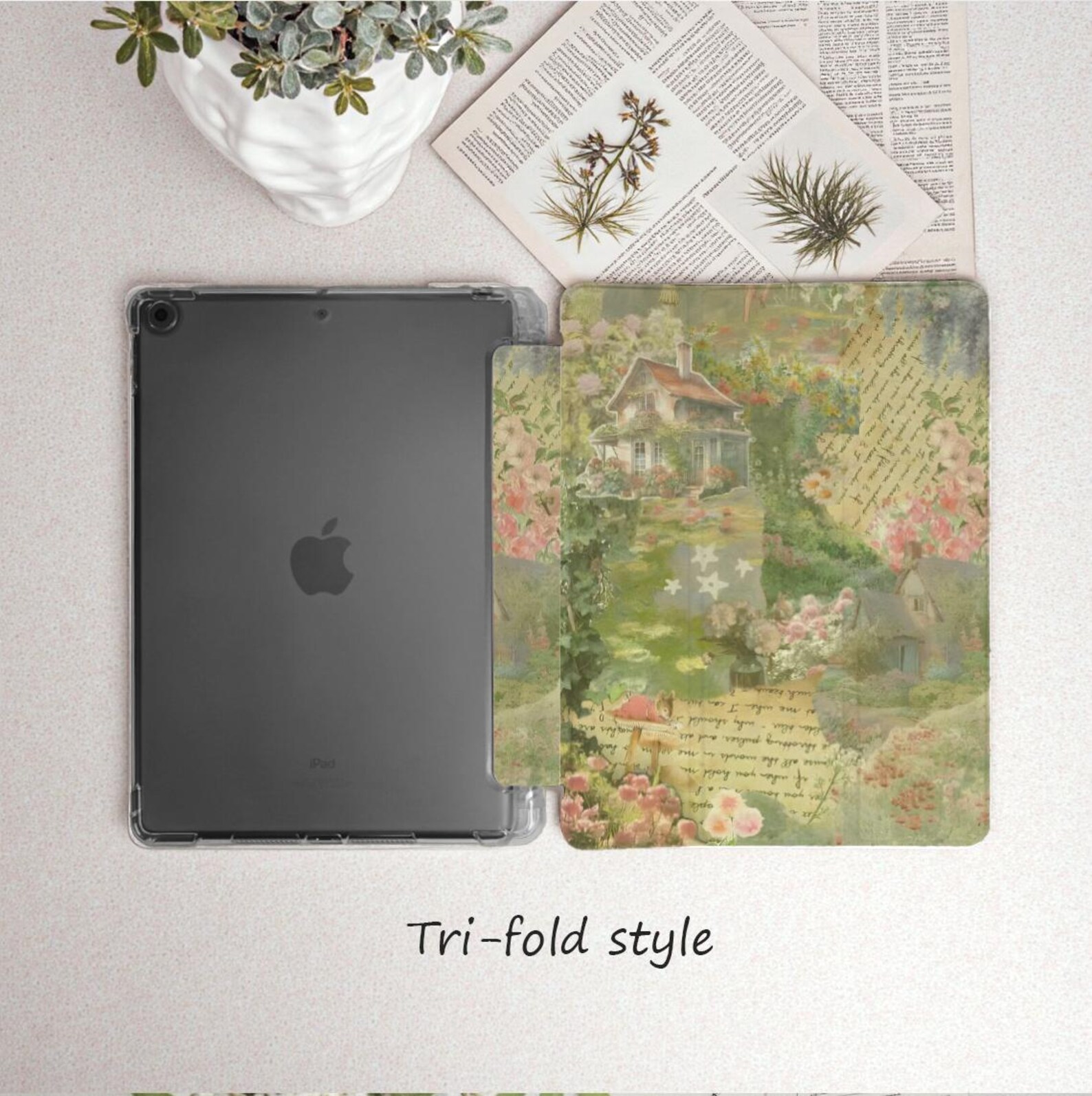 Green Oil Painting iPad Case for iPad Air 6/5, iPad 10.9" 2022, iPad ...