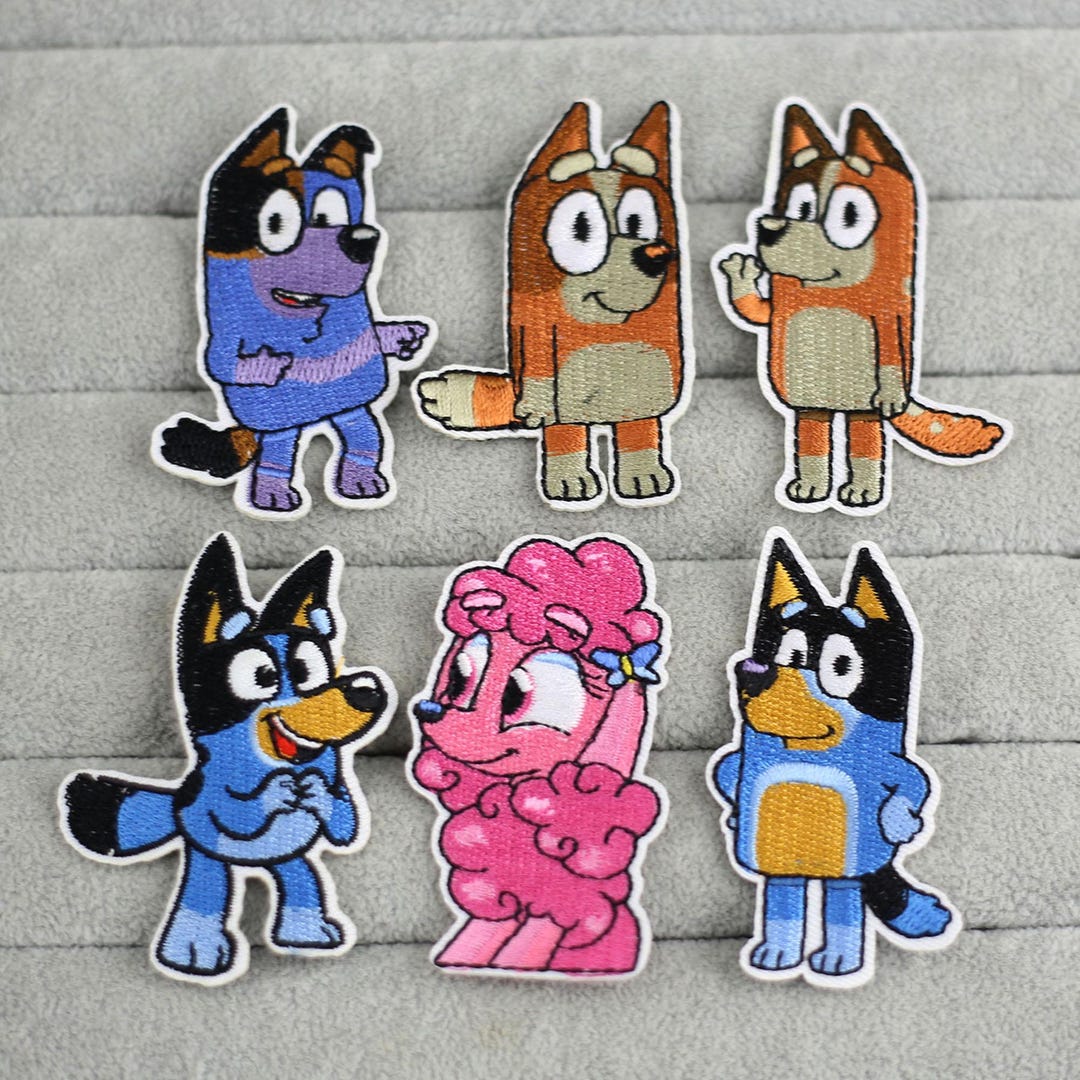 Bluey Australian Shepherd Iconic Iron on Embroidery Patch,inspired to Bluey Bingo,personalize ...