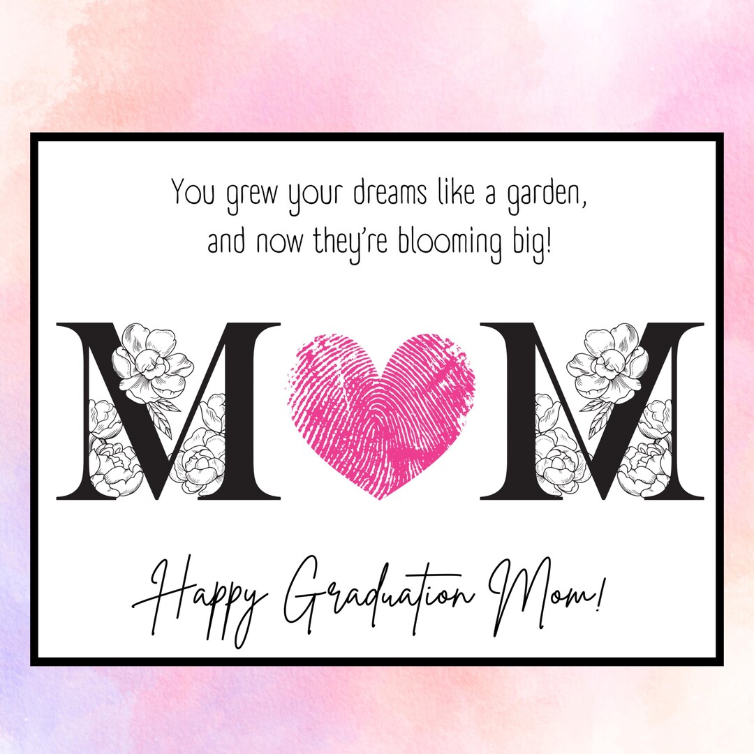 Sentimental Graduation Gift for Mom From Kid Printable DIY Fingerprint ...