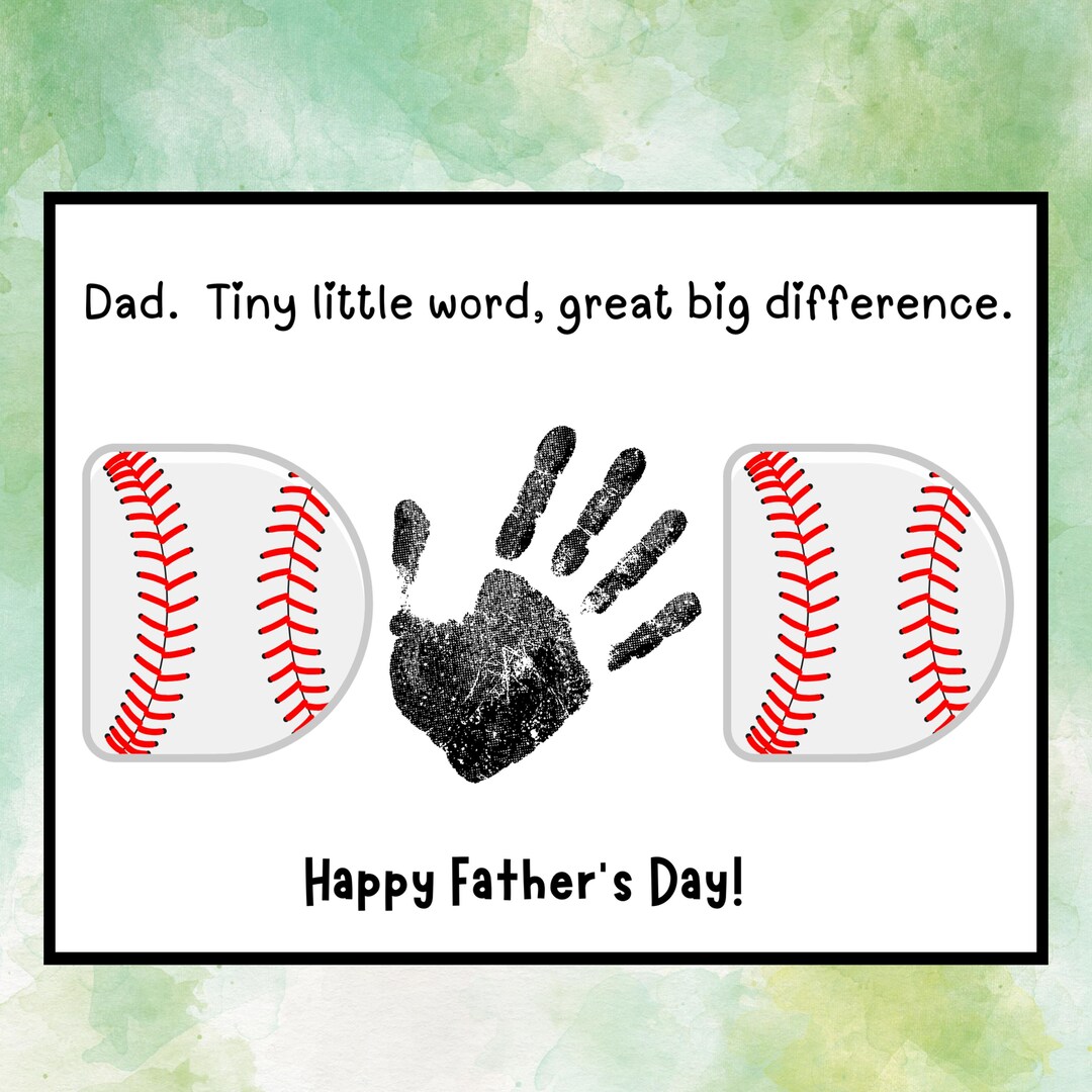 Handprint Father's Day Card: Baseball/softball Fingerprint Art (PDF ...