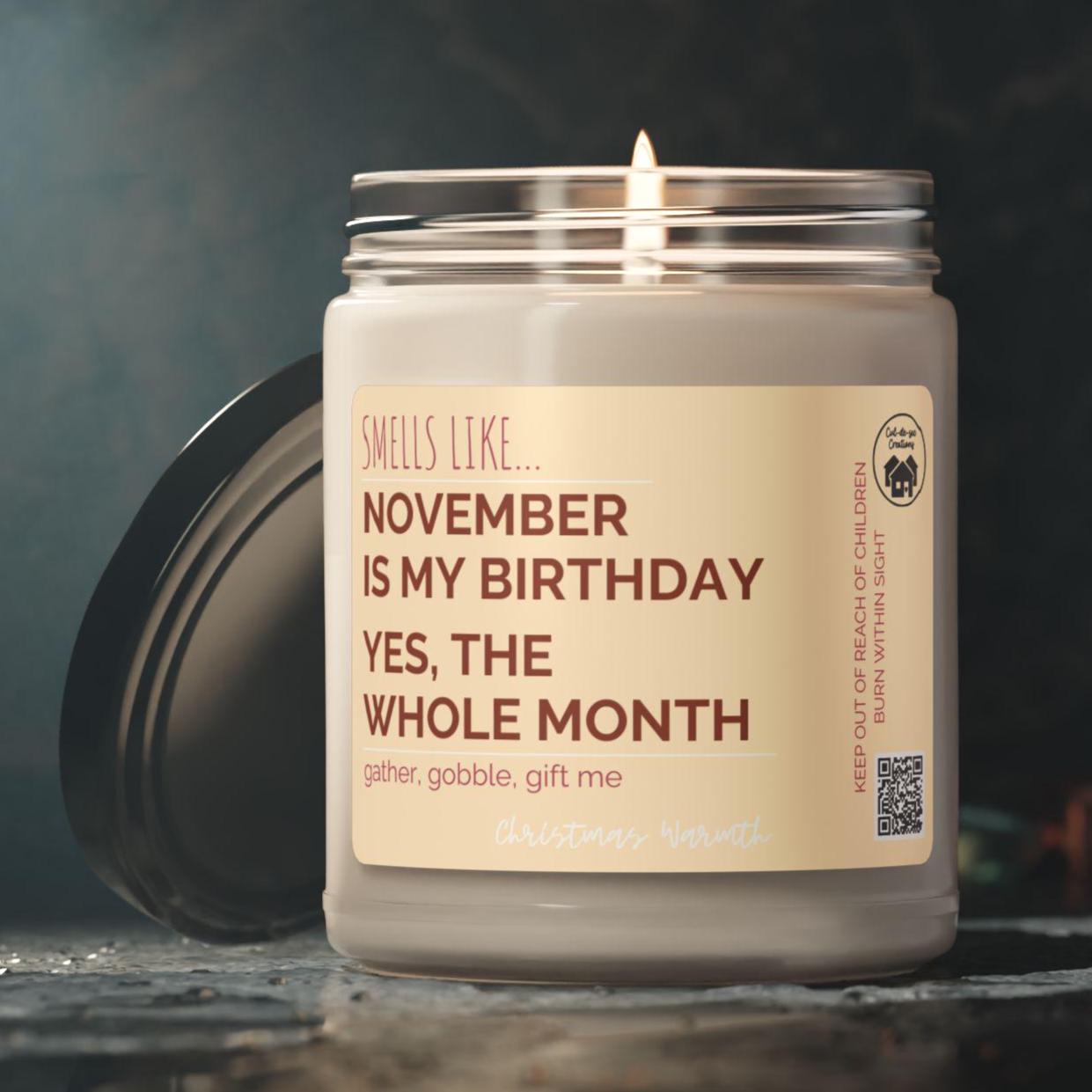 November Birthday Month Candle Funny Gift for Them Her Him Personalized ...