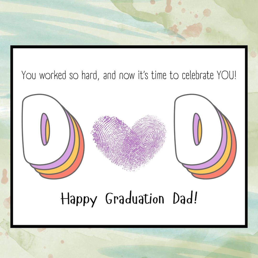 Fingerprint Graduation Card for Dad: Handprint DIY Keepsake (PDF ...