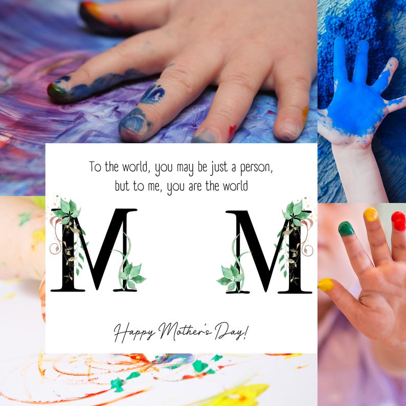 Personalized Mothers Day Card Printable DIY Fingerprint Heart or ...