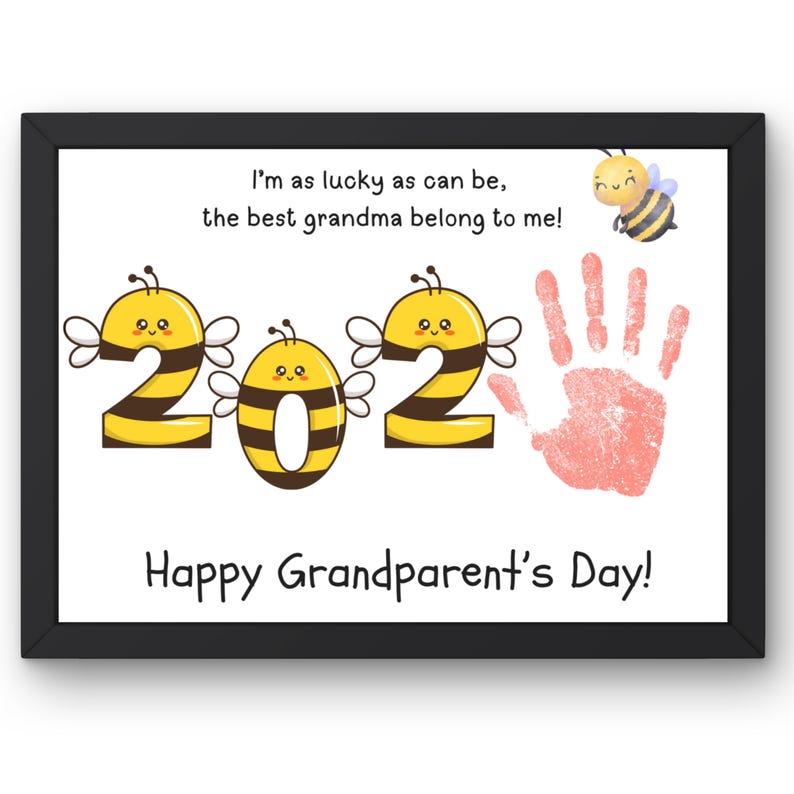 Grandparents Day 2025 Handprint Art Printable Bundle: Cute Bee Themed ...