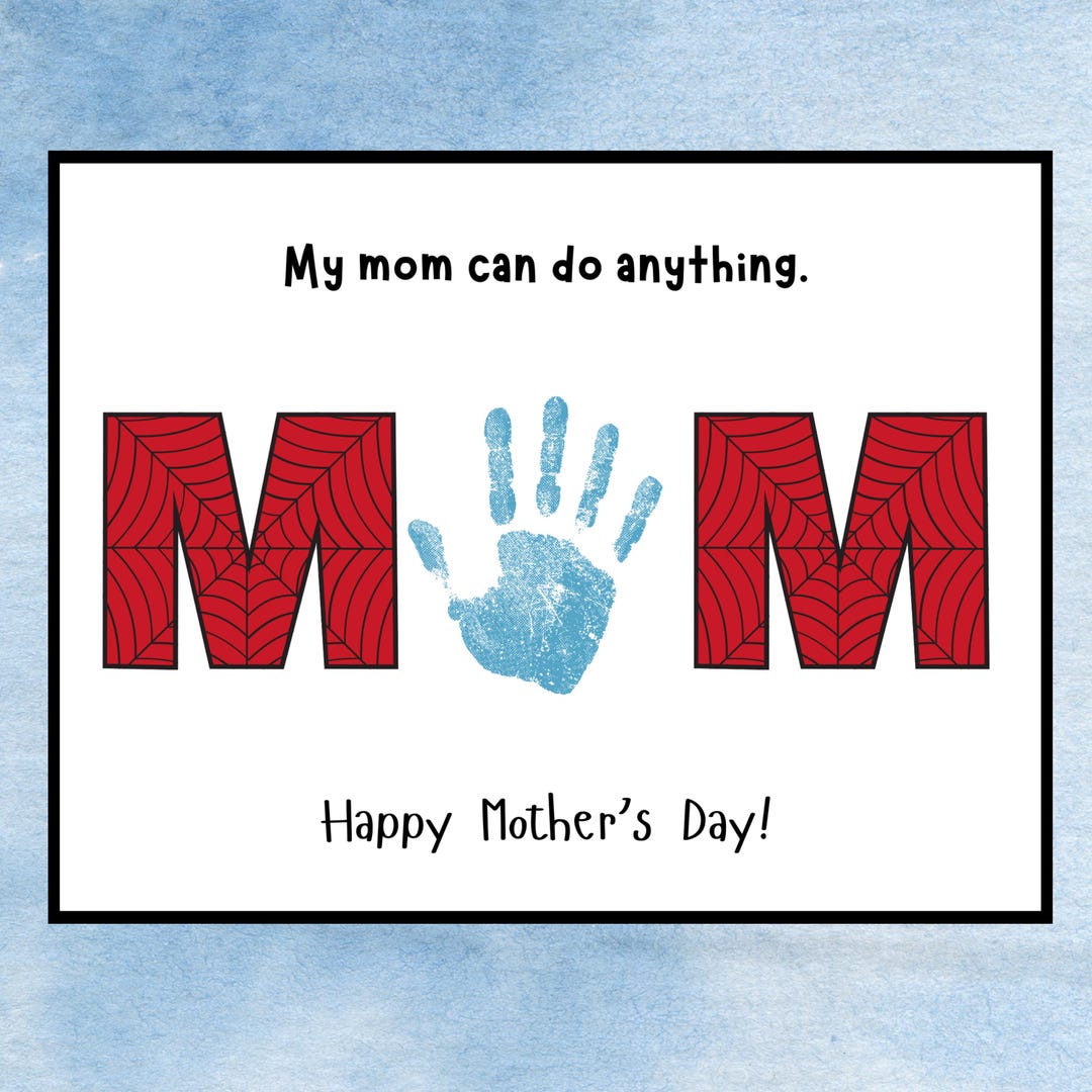 Personalized Mothers Day Card Printable DIY Fingerprint Heart or ...