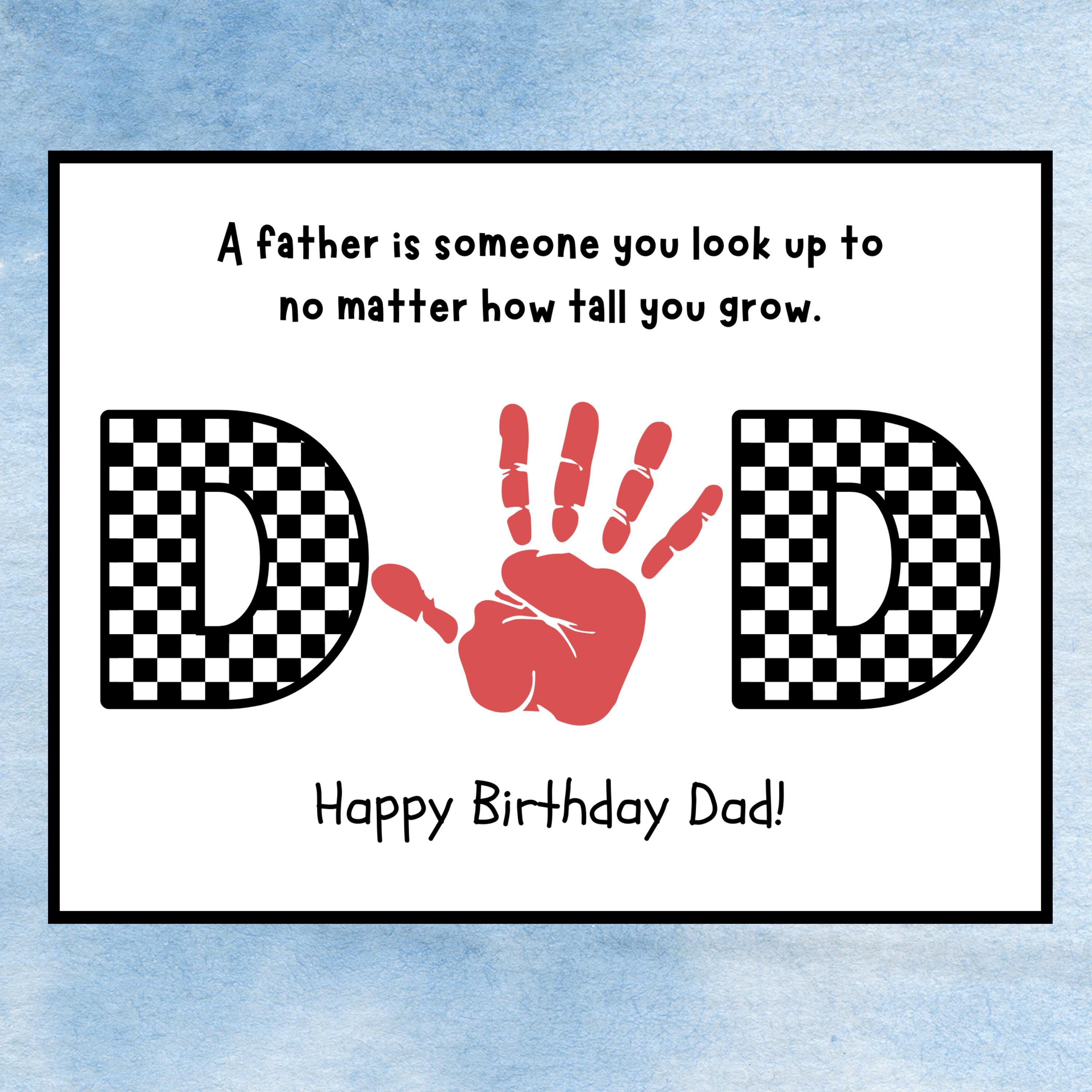 Race Car Handprint Birthday Card for Dad: DIY Kids Craft (PDF Printable ...